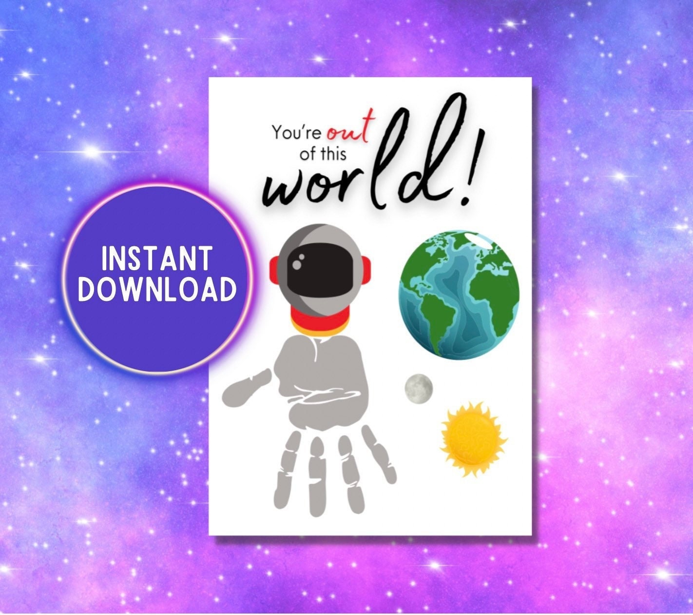 Astronaut Outer Space Handprint Art Craft Printable, Kids Toddler Baby ...