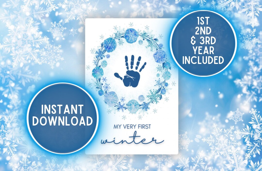 Winter Handprint Art Craft, Babys First Winter Printable, Kids Gift ...