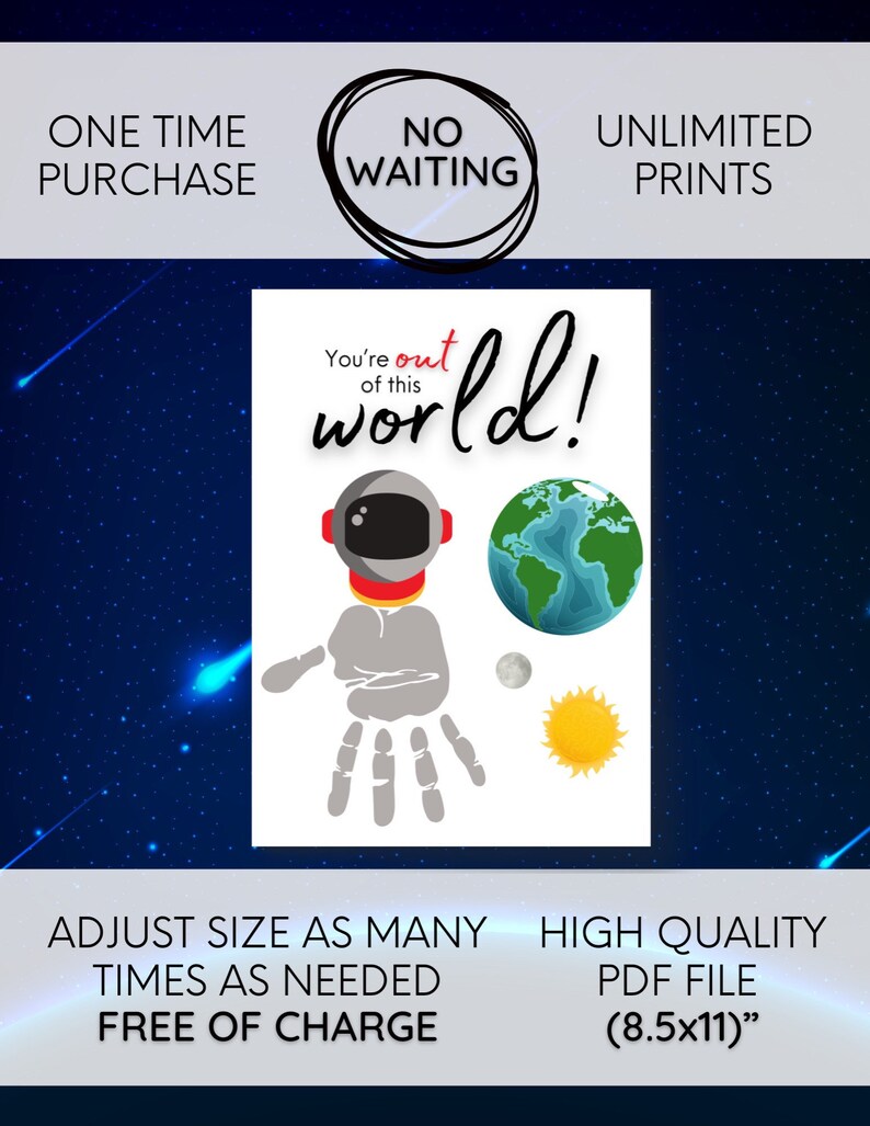 Astronaut Outer Space Handprint Art Craft Printable Kids - Etsy