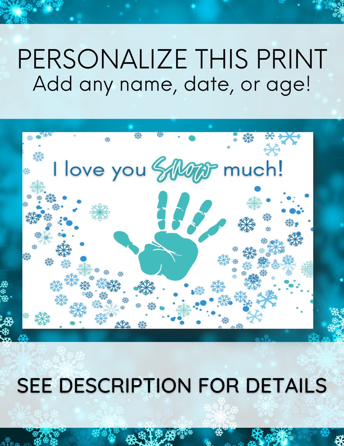 Winter Snow Handprint Art Craft Printable, Infant Toddler Kids DIY Gift ...