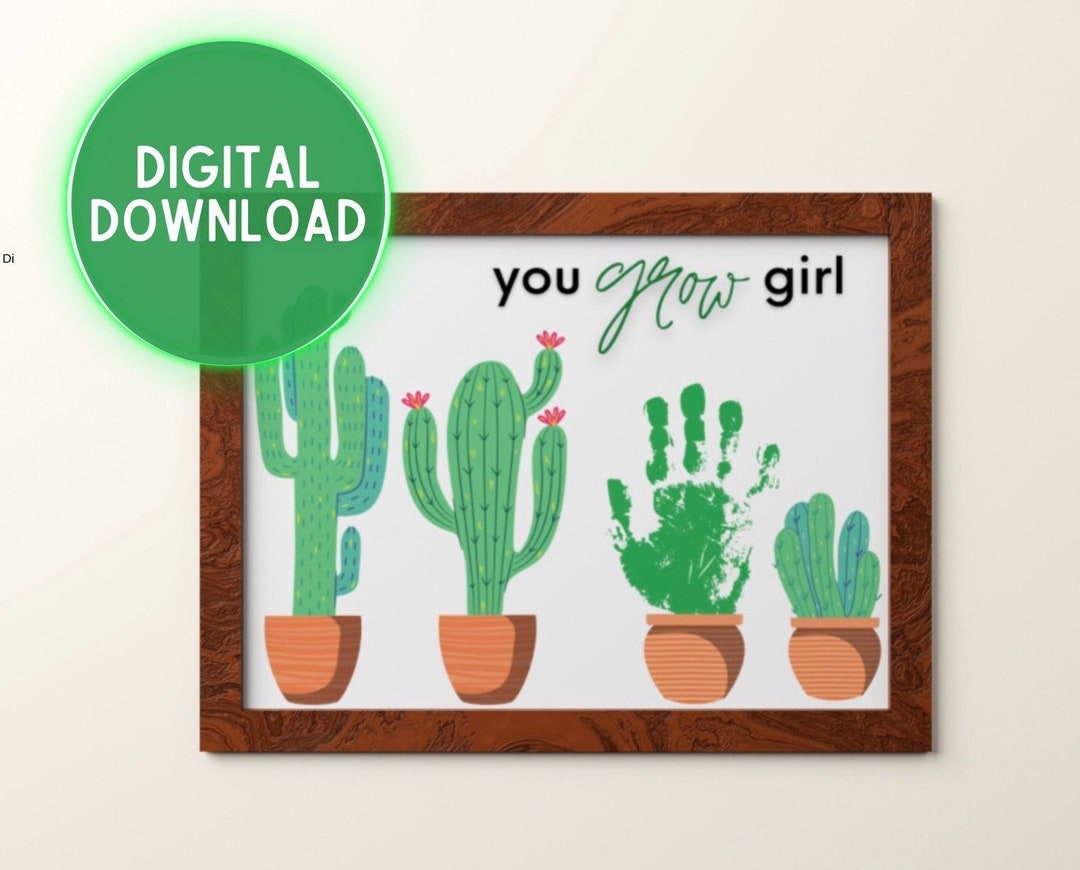 Cactus Handprint Art Craft Printable, Footprint, Baby Keepsake, Toddler ...