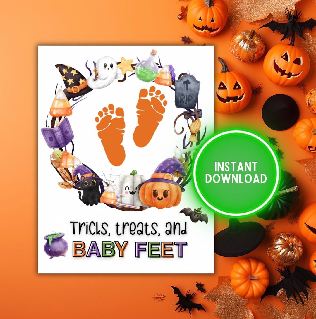Babys First Halloween Footprint Art Craft Printable, Handprint, Trick ...