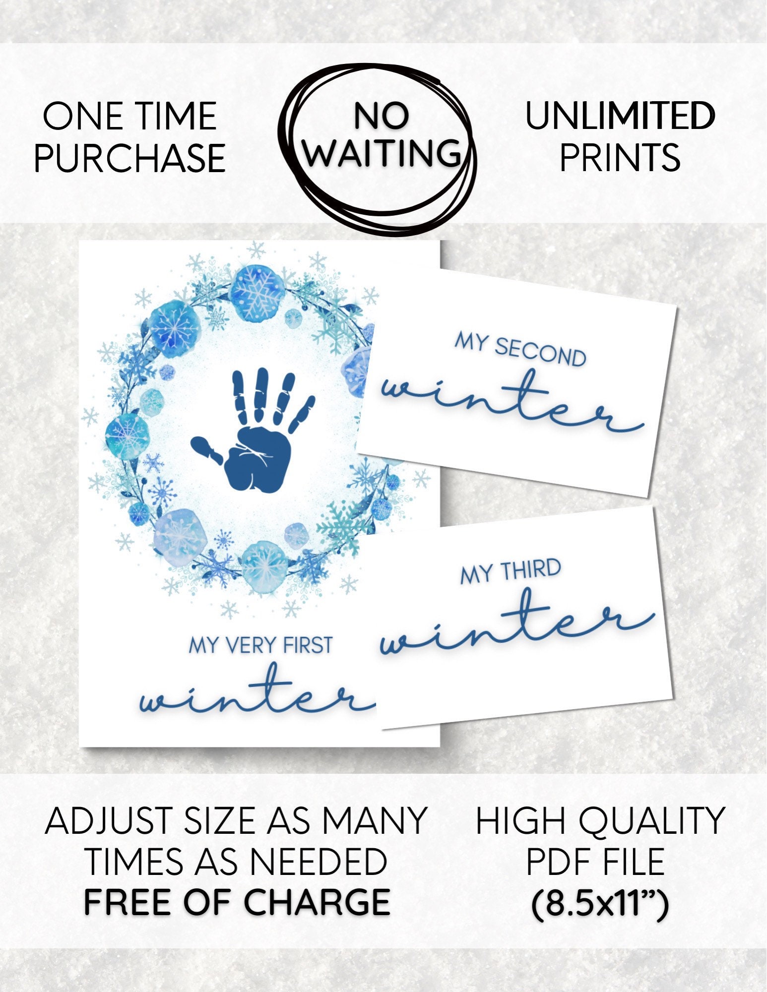 Winter Handprint Art Craft Babys First Winter Printable Kids - Etsy