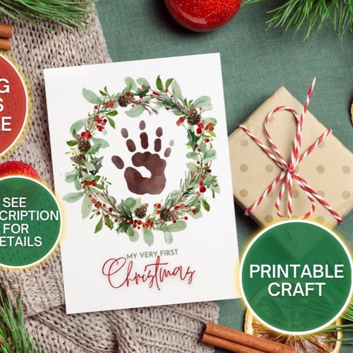 Printable Handprint Art My First Christmas Christmas - Etsy