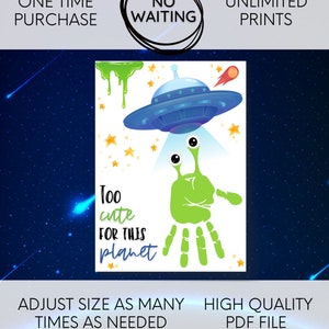Alien Outer Space Handprint Art Craft Printable, Kids Toddler Baby DIY ...