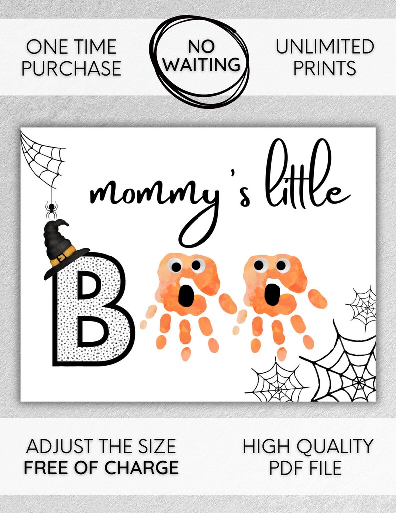 Halloween Handprint Art Craft Printable, Baby First Halloween, Toddler ...