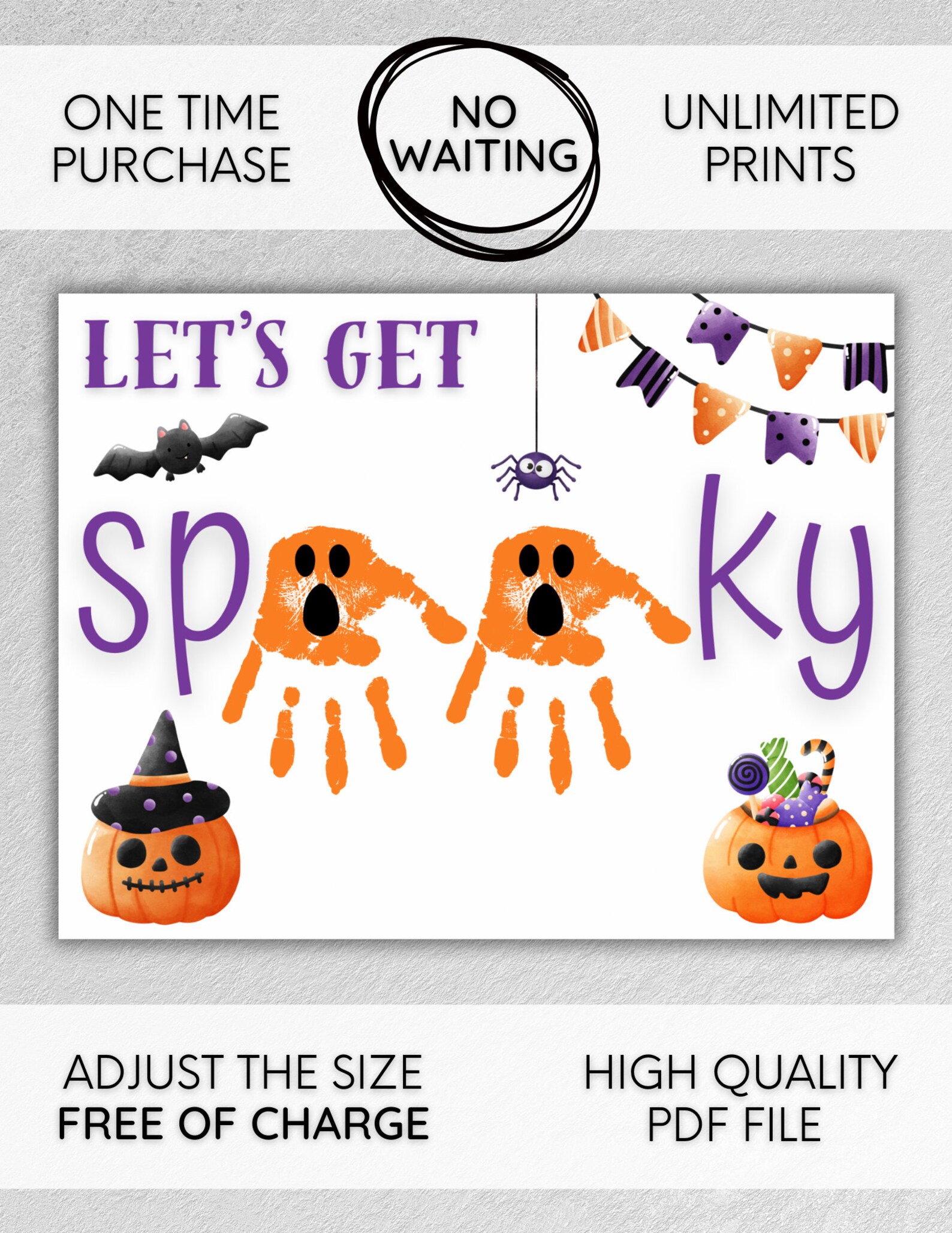 Halloween Handprint Art Craft Printable Footprint Kids Gift - Etsy