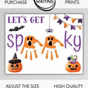 Halloween Handprint Art Craft Printable, Footprint Kids Gift, Lets Get ...