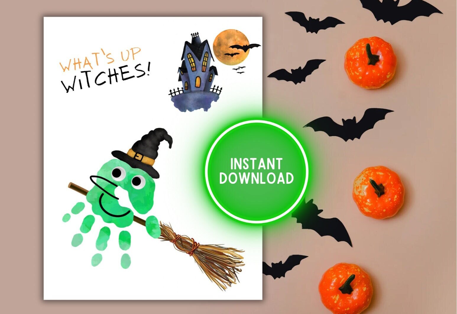 Halloween Handprint Art Craft Printable Witch Footprint Baby - Etsy