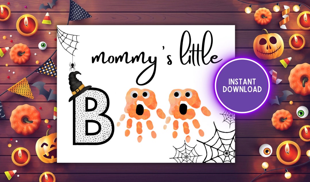 Halloween Handprint Art Craft Printable, Baby First Halloween, Toddler ...