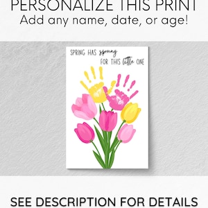 Spring Handprint Art Craft Printable, Grandparents Gift, Spring April ...