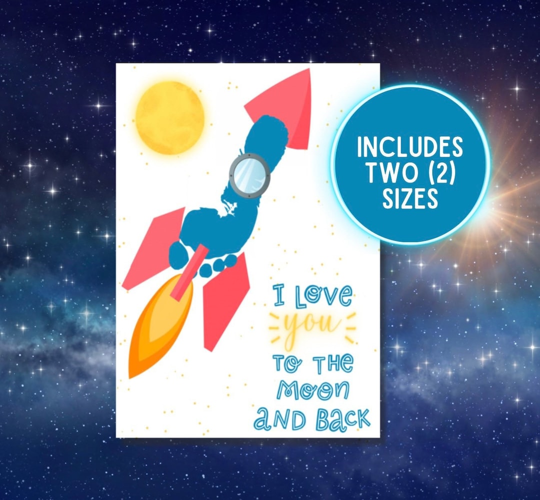 Rocket Ship Footprint Art Craft Printable, Kids Toddler Baby DIY ...