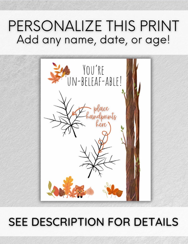 Fall Handprint Art Craft, Printable, Kids, Gift Toddler DIY, First Fall ...