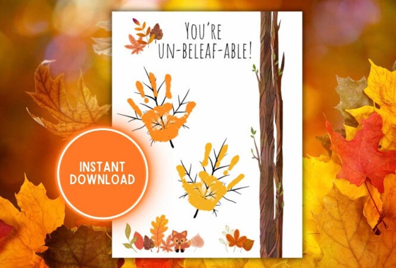 Fall Handprint Art Craft, Printable, Kids, Gift Toddler DIY, First Fall ...