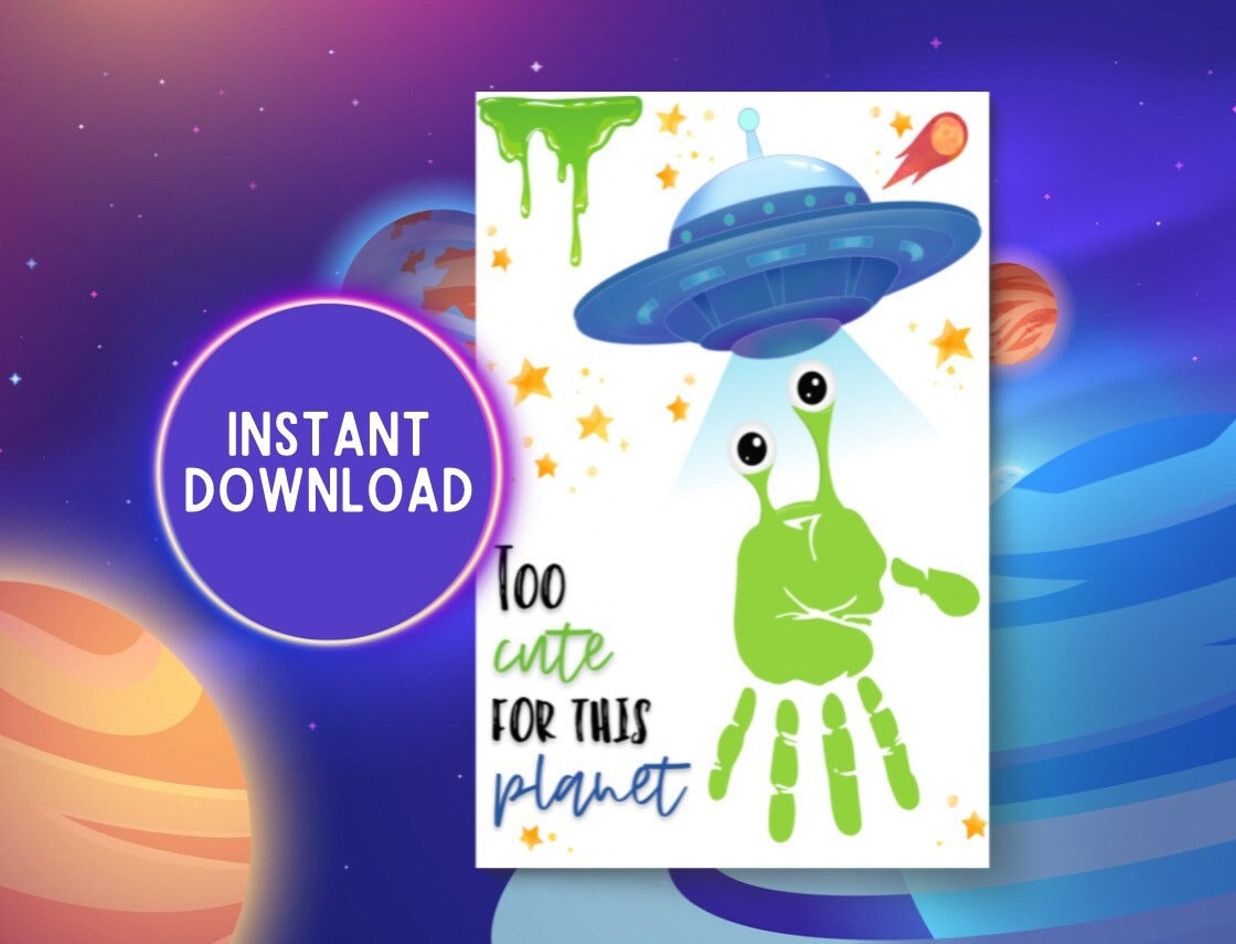 Alien Outer Space Handprint Art Craft Printable, Kids Toddler Baby DIY ...