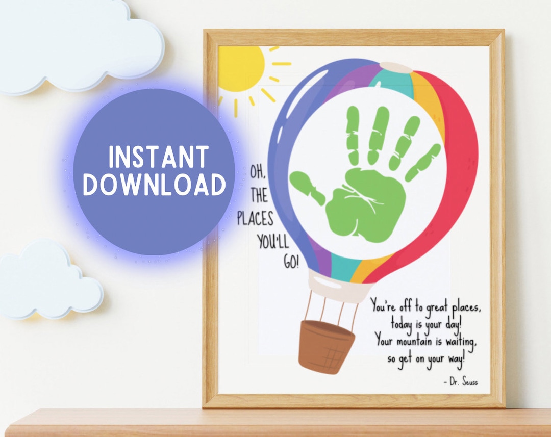 Dr. Seuss Handprint Art Craft Printable, Kids Toddler Baby DIY Gift, Oh ...