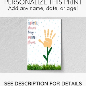 Spring Handprint Art Craft Printable, Grandparents Gift, Spring April ...