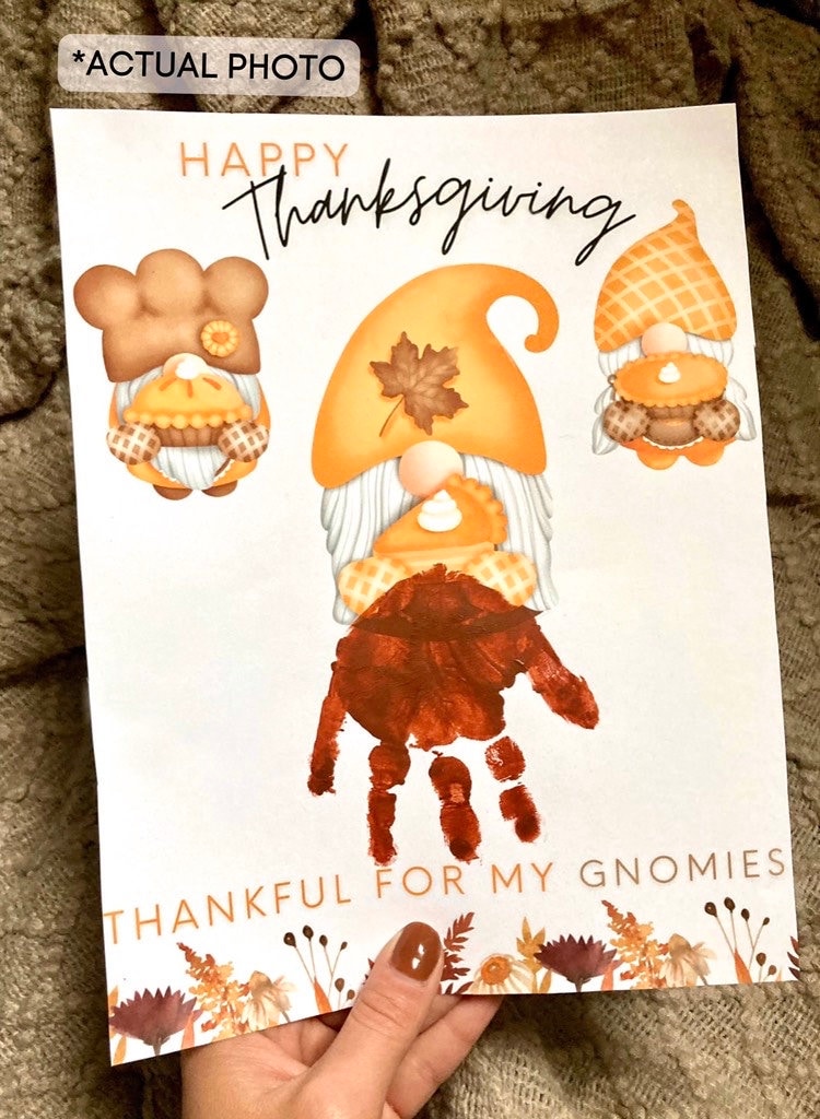 Thanksgiving Handprint Art Craft Printable, Gnome Craft, Footprint ...