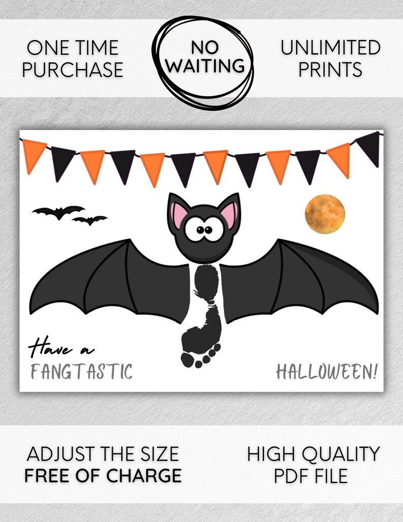 Halloween Footprint Art Craft Printable, Baby Keepsake, Toddler Kids ...