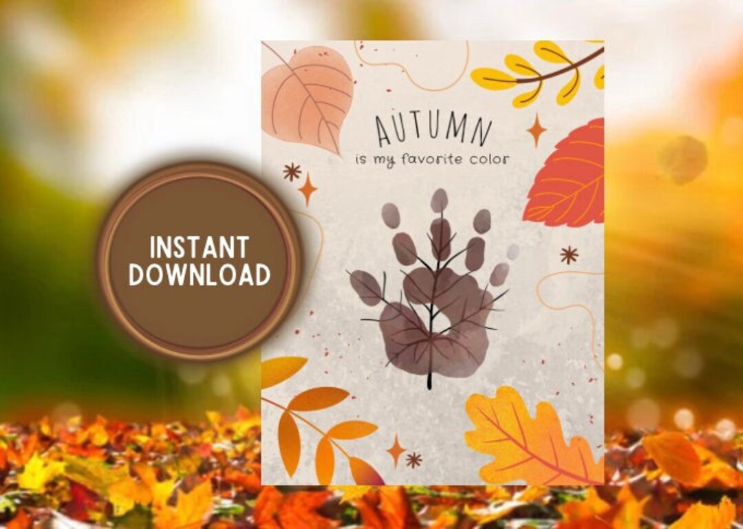Fall Handprint Art Craft Printable, Infant Toddler Kids DIY Gift, First ...