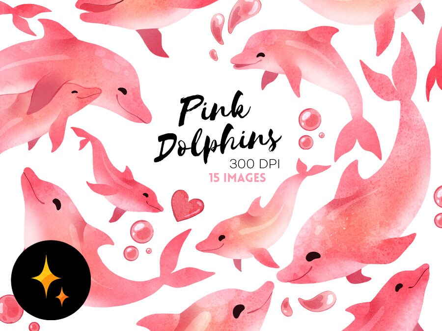 Pink Dolphins Clipart