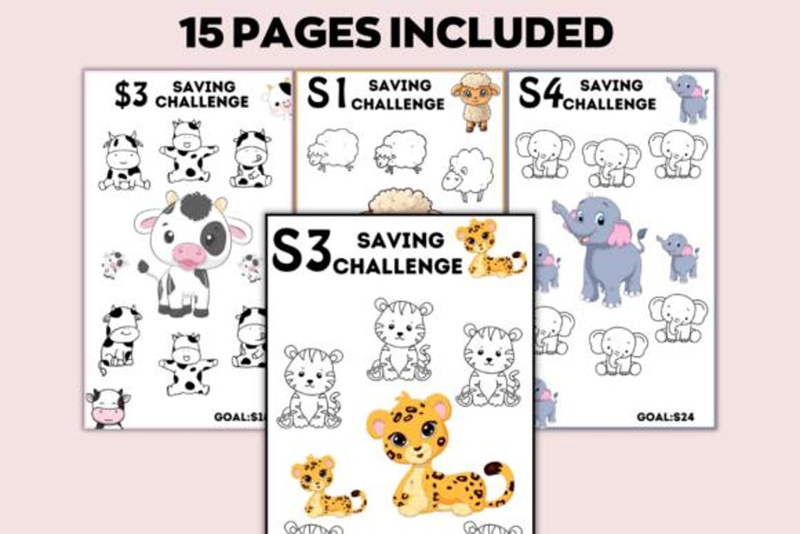 Kids Savings Challenge Printable, Teach Kids Money, Fun Financial Goals ...