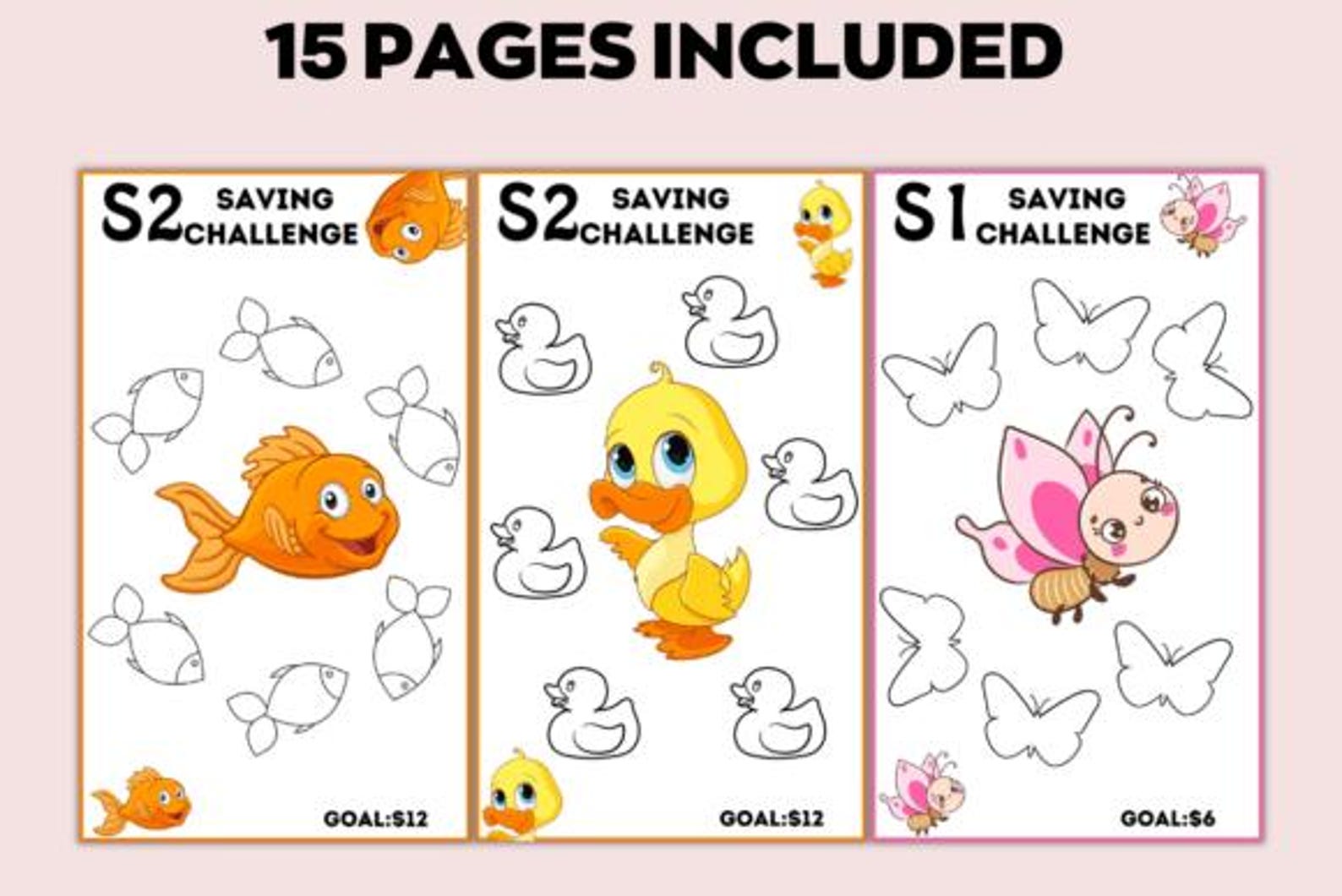Kids Savings Challenge Printable, Teach Kids Money, Fun Financial Goals ...