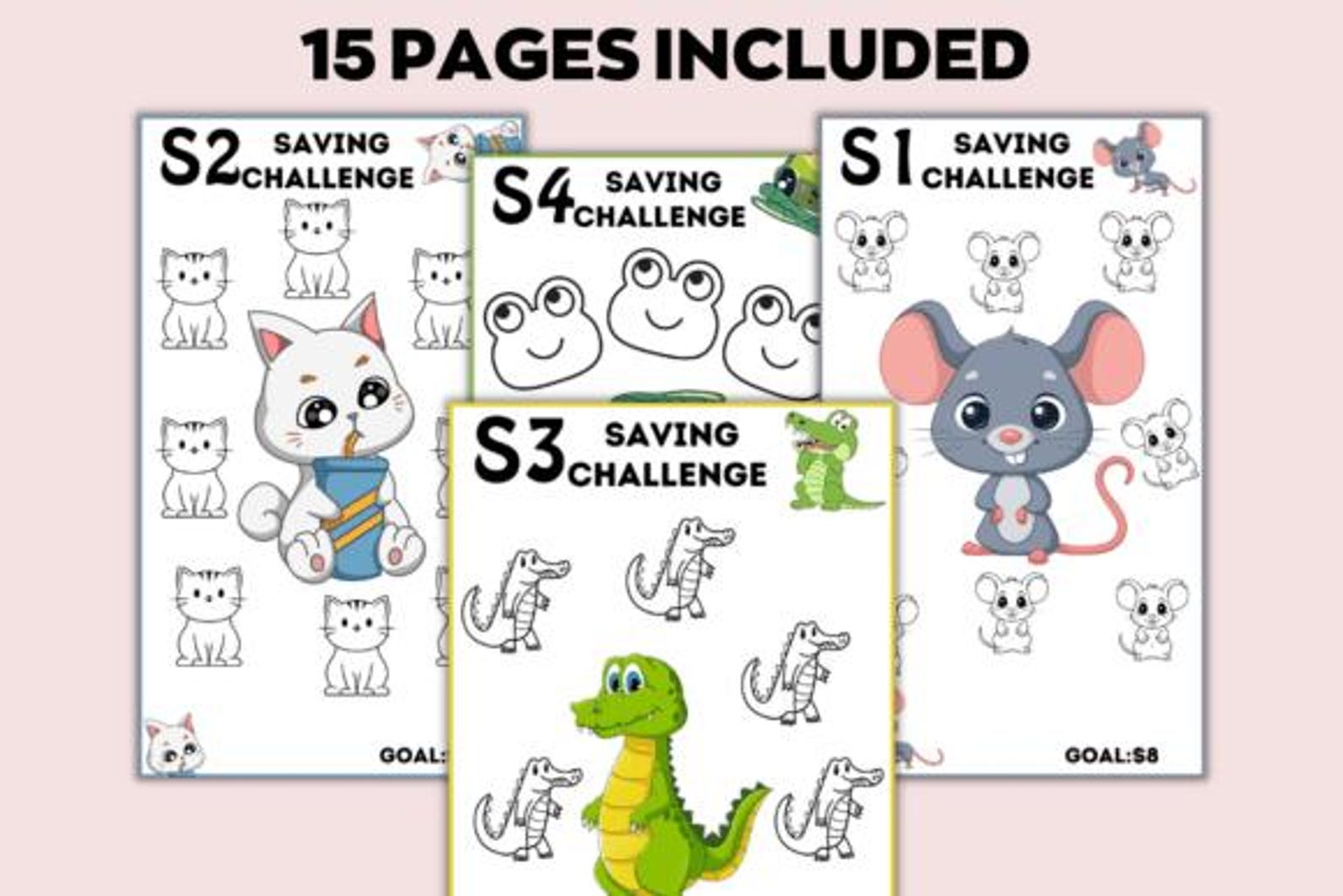 Kids Savings Challenge Printable, Teach Kids Money, Fun Financial Goals ...