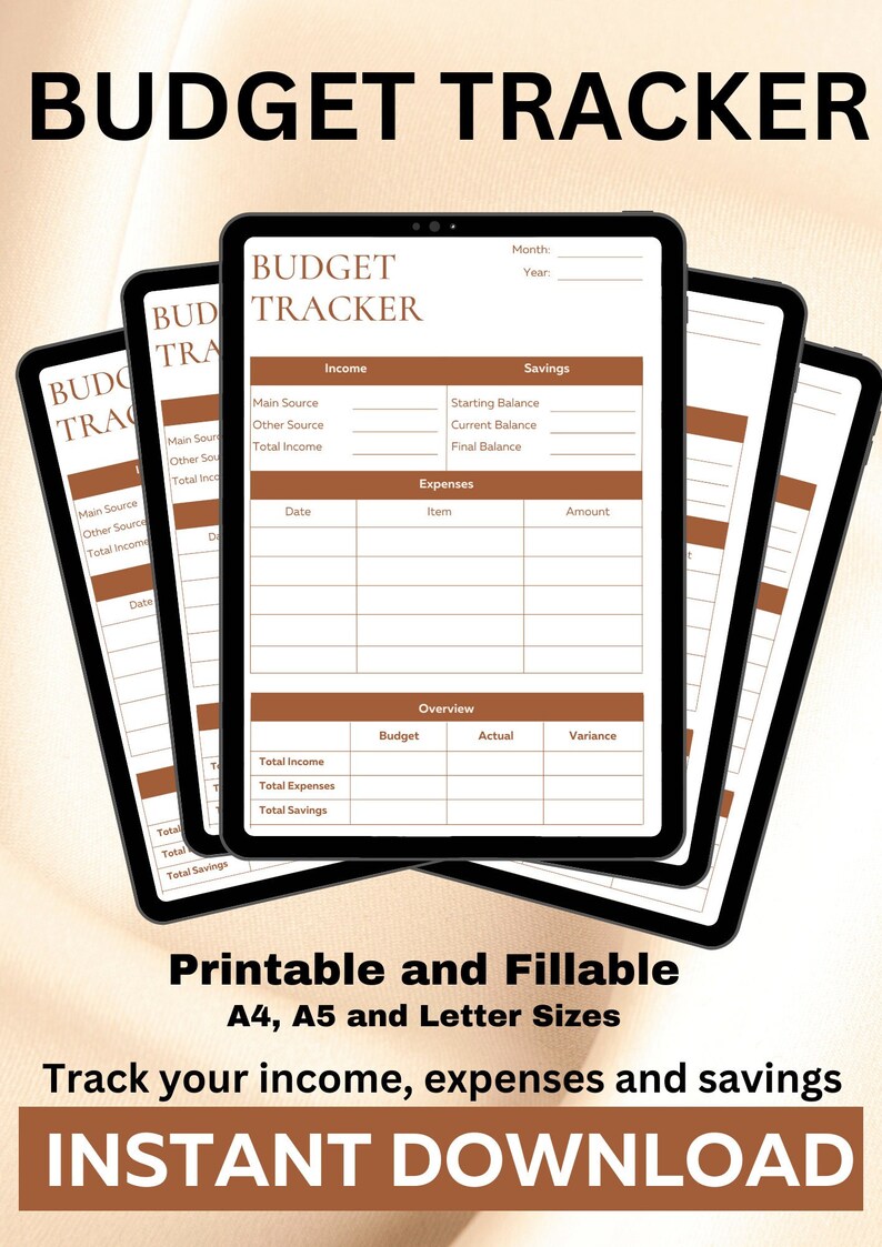 Printable Budget Tracker, Expense Tracker, Financial Planner, Monthly ...