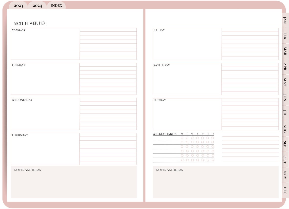 Digital Student Planner 2024 Goodnotes Hyperlinked Tabs Academic ...