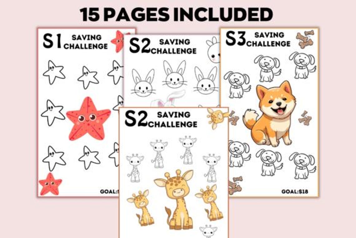 Kids Savings Challenge Printable, Teach Kids Money, Fun Financial Goals ...