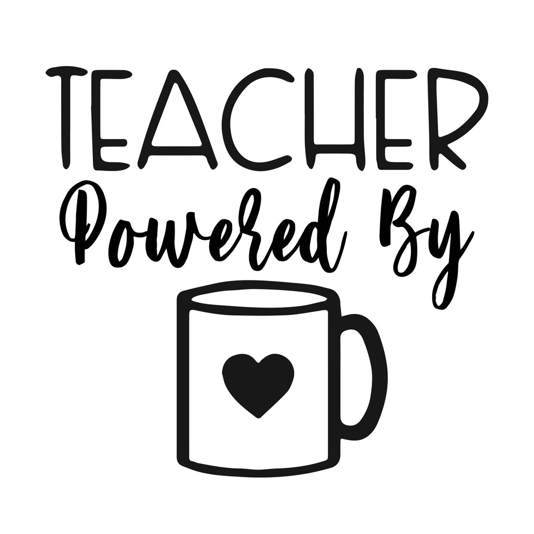 Teacher Fueled by Coffee, Teacher Coffee Lover SVG Decal Files, Cut ...