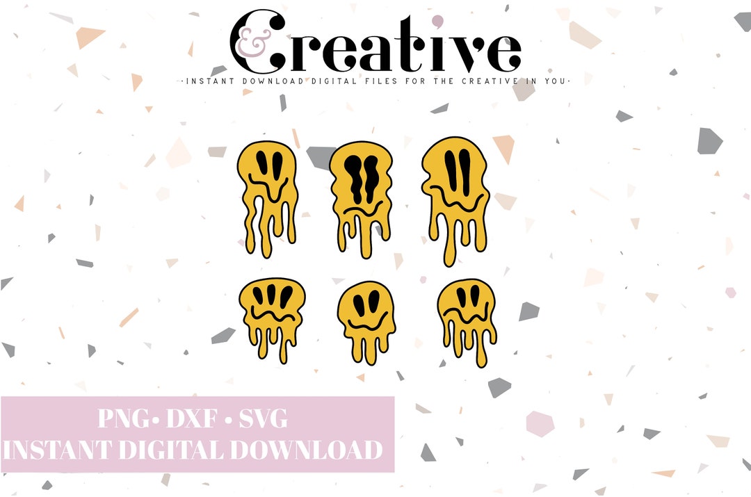 Melting Smiley SVG, Retro Decal Cut Files (digital Download) - Etsy