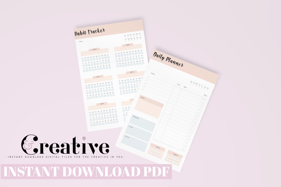Peach Weekly Planner, Habit Tracker A4 (PDF) - Etsy