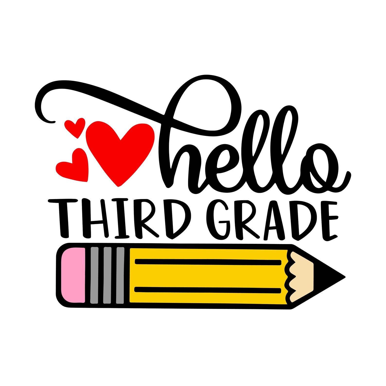 Hello Third Grade Hello Third Grade SVG Full Color SVG - Etsy