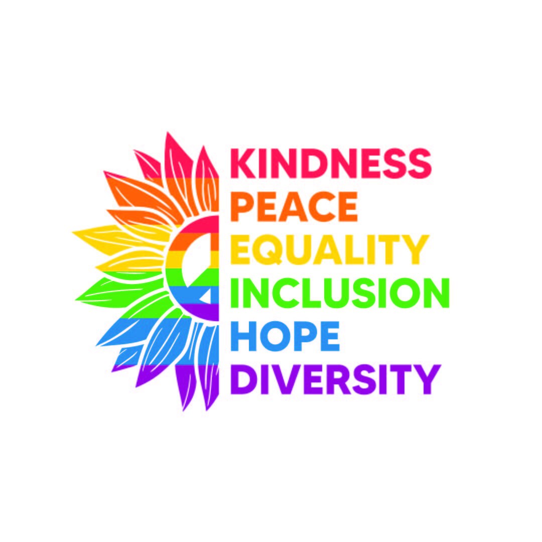 Kindness Peace Equality Inclusion Hope, Peace Sign and Pride Flag ...