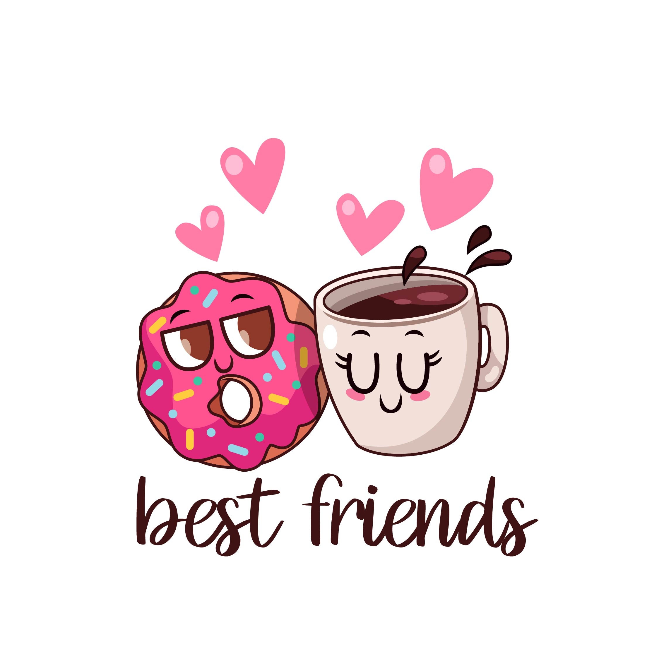 Donut Best Friends, Donut and Coffee SVG, Valentines Day SVG Decal ...