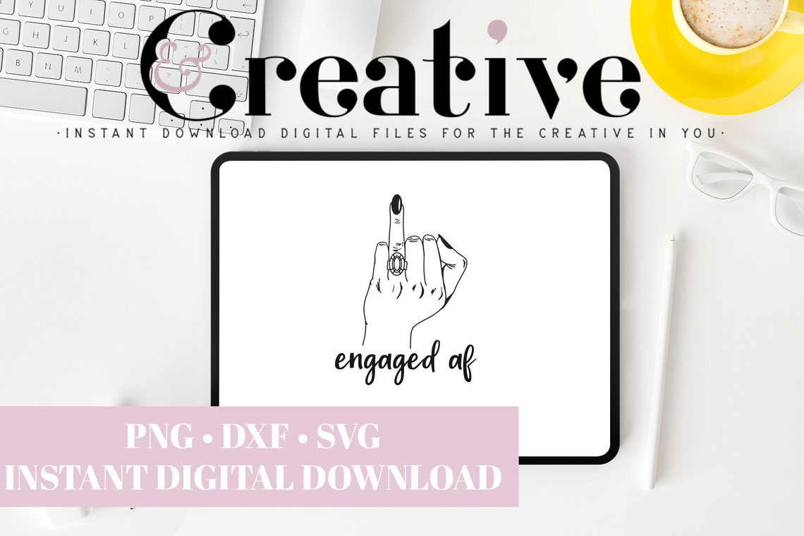 Engaged AF Ring Finger Engagement Decal Files Cut Files for - Etsy