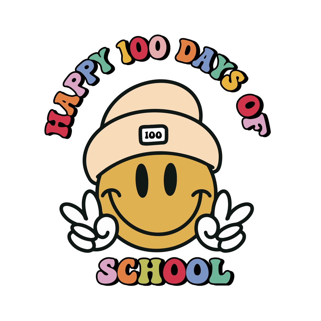 Happy 100 Days of School, Groovy Smiley Face, 100 Days of School SVG ...