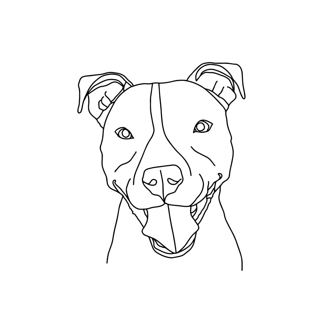 Pit Bull Line Art SVG, Dog Illustration, Decal Files (digital Download ...