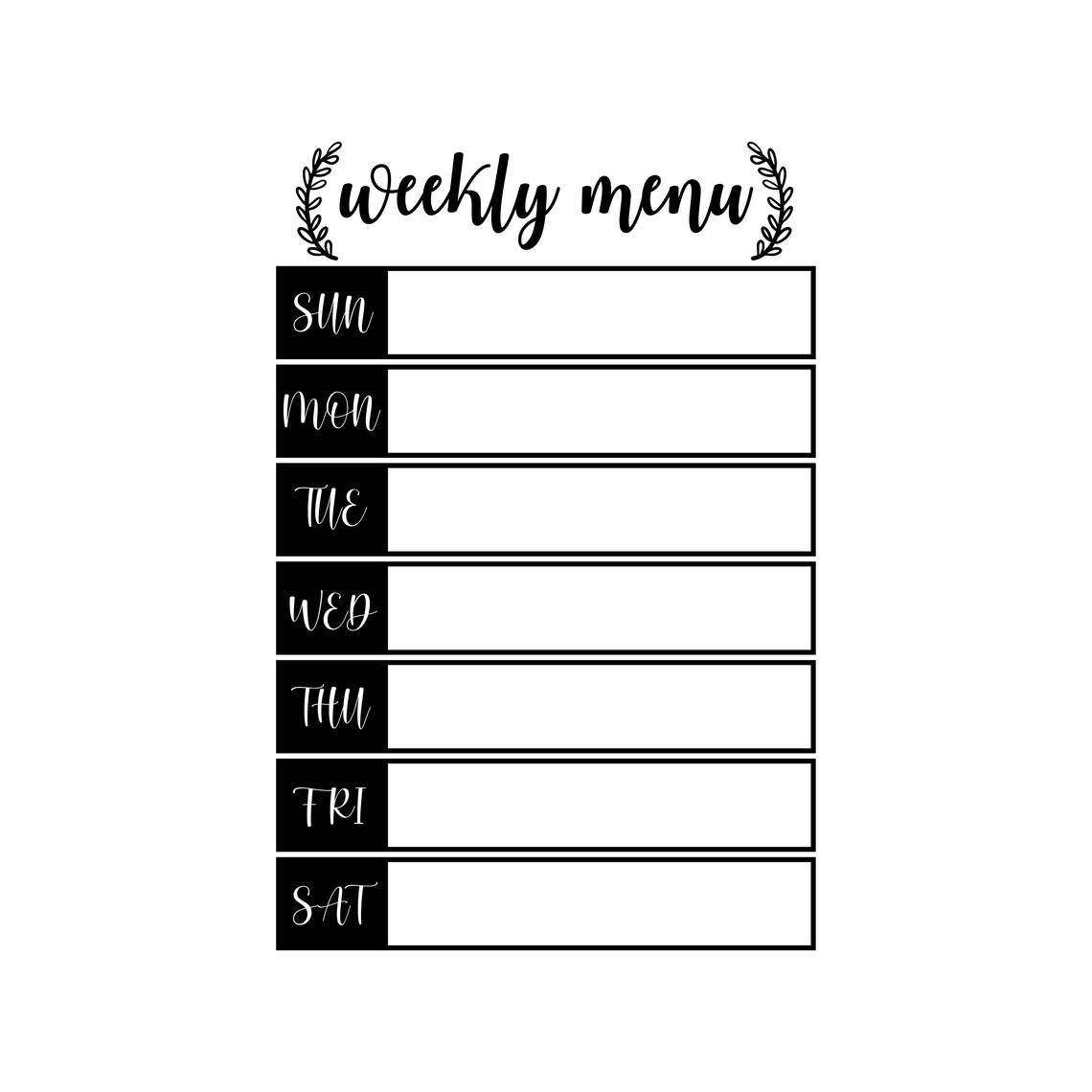 Weekly Menu Weekly Printable SVG Weekly Menu SVG Decal - Etsy