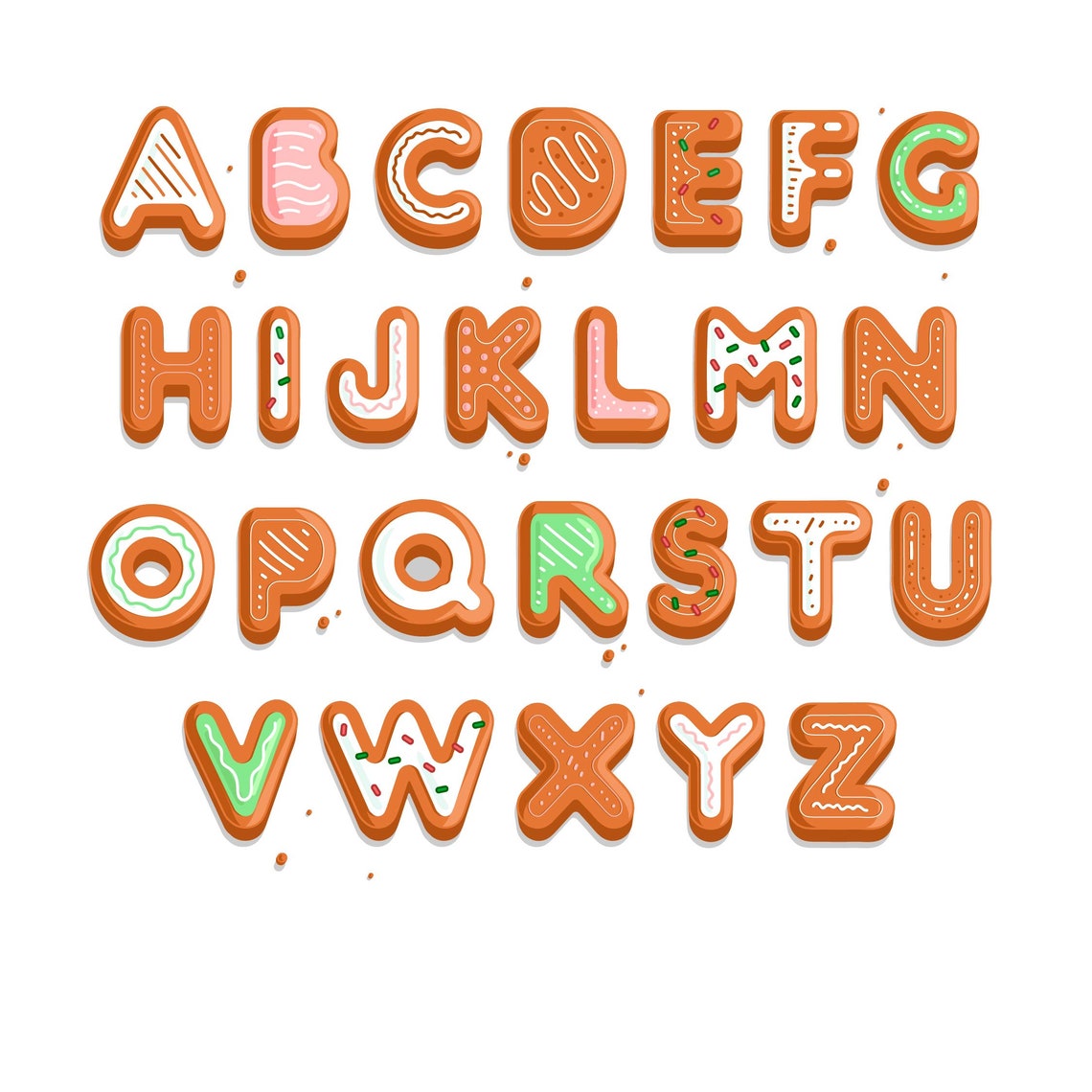 Christmas Cookie Alphabet Letter SVG Alphabet SVG Christmas - Etsy