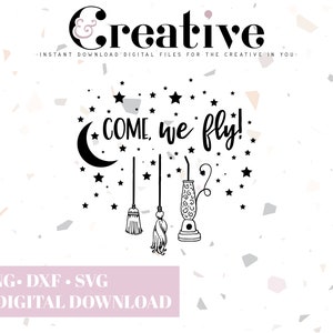 Come We Fly Broom Mop Vacuum Hocus Pocus, Sanderson Sisters, Inspired ...