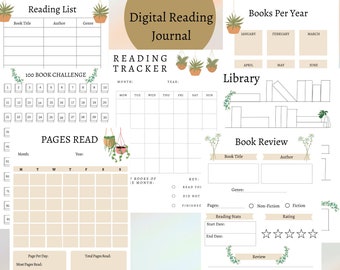 Digital Download, Digital Reading Journal, Printable Journal, Reading ...