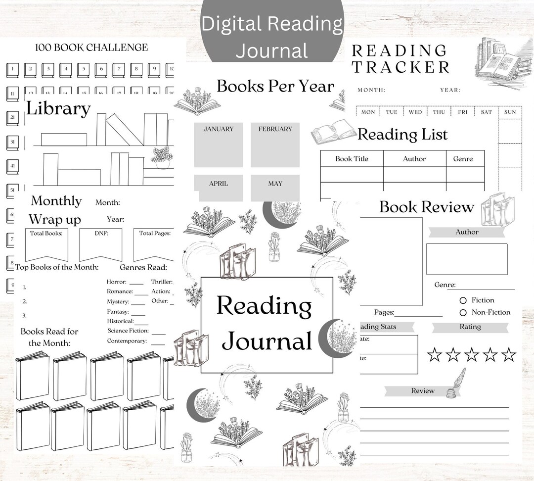 Digital Download, Digital Reading Journal, Reading Journal, Printable ...