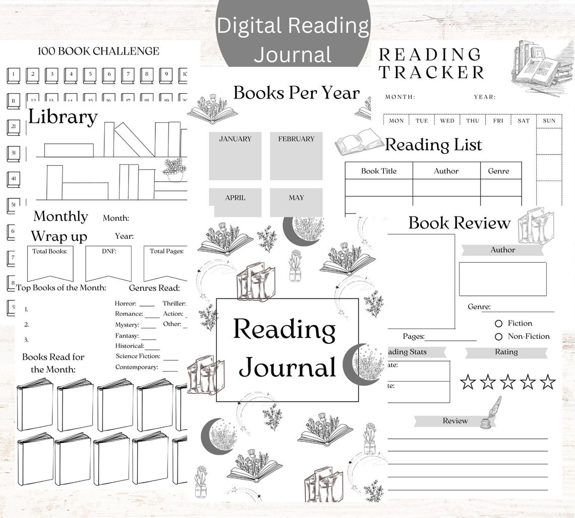 Digital Download, Digital Reading Journal, Reading Journal, Printable ...