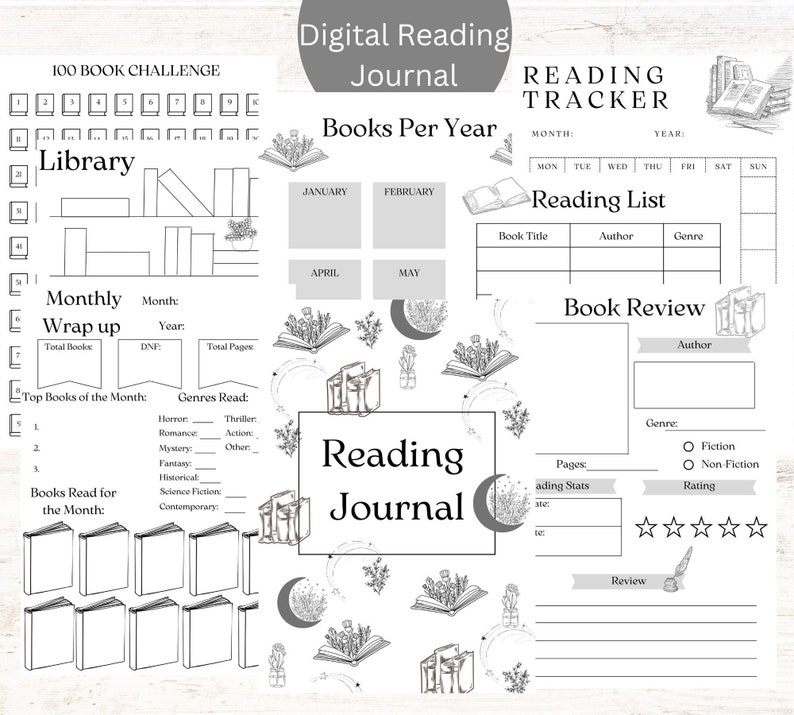 Digital Download, Digital Reading Journal, Reading Journal, Printable ...