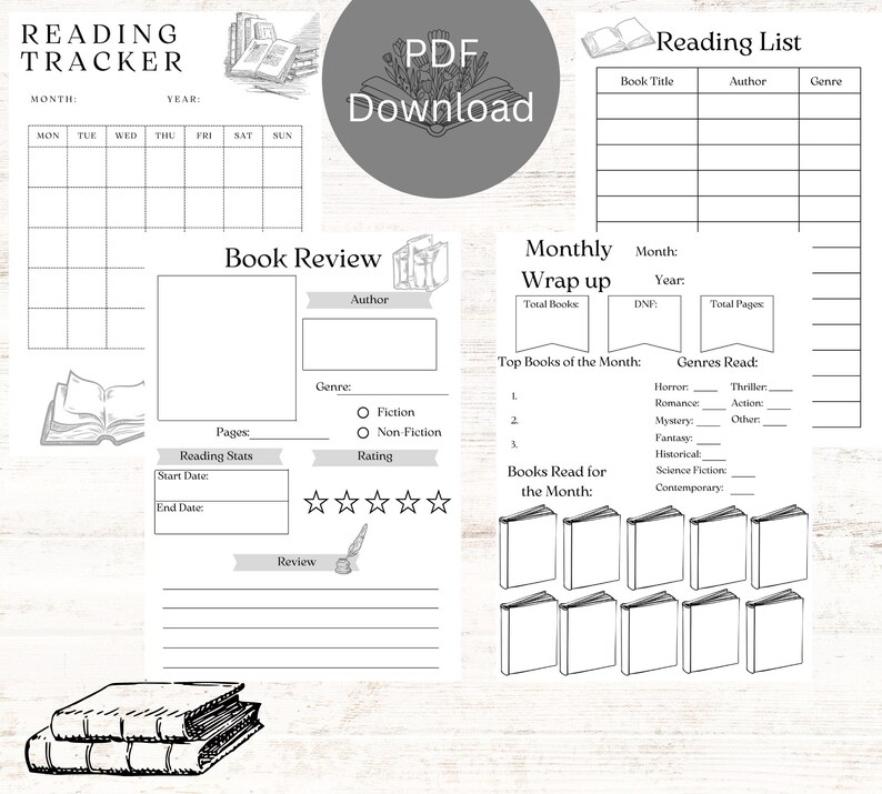 Digital Download, Digital Reading Journal, Reading Journal, Printable ...