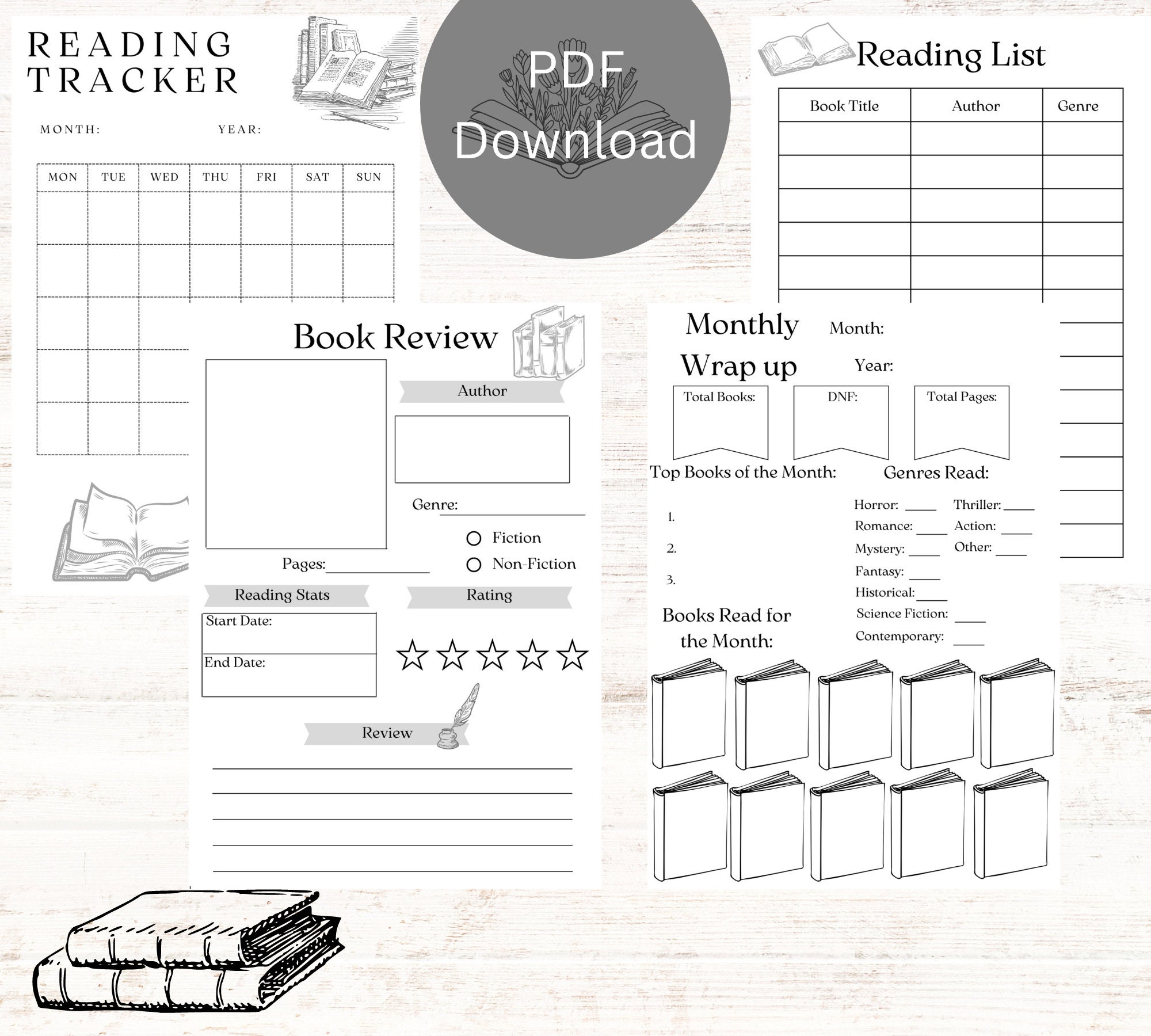 Digital Download, Digital Reading Journal, Reading Journal, Printable ...