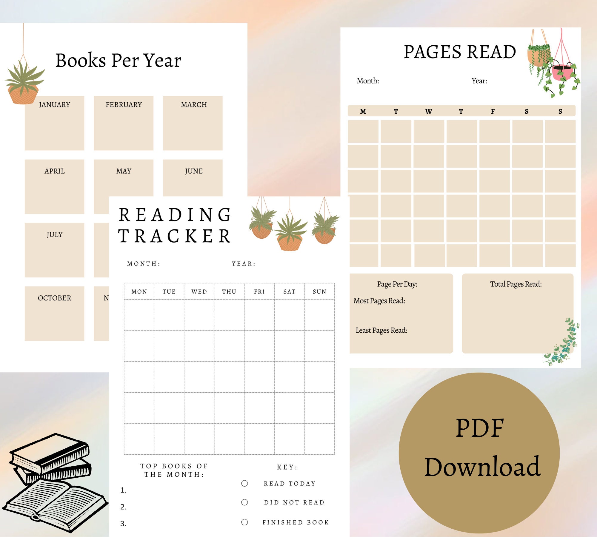 Digital Download, Digital Reading Journal, Printable Journal, Reading ...